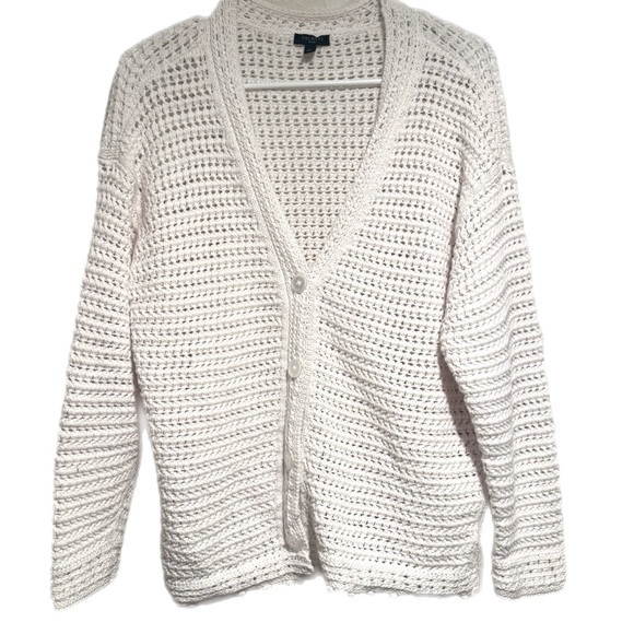 Talbots | Sweaters | Talbots 0 Cotton White Chunky Knit Cardigan ...